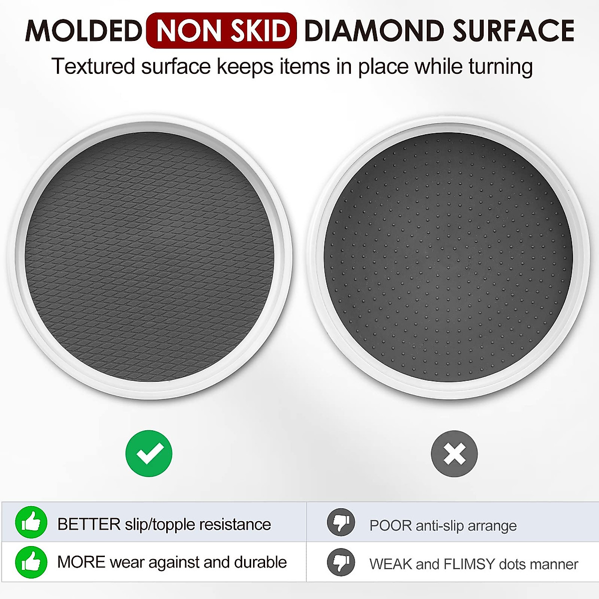 Set of 4, 10 Inch Non-Skid Lazy Susan Organizers - Turntable Rack for Cabinet, Pantry Organization and Storage, Kitchen, Fridge, Bathroom Makeup Vanity Countertop, Under Sink Organizing, Spice Rack