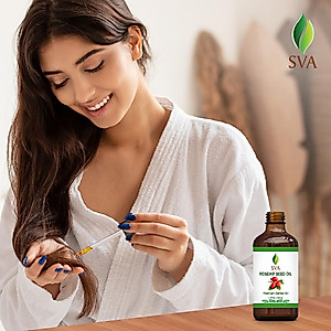 SVA Rosehip Seed Oil - 4 Fl Oz – 100% Natural Cold Pressed Rosehip Oil - for Face, Skin Care, Hair Care, Scalp Massage & Body Massage – Carrier Oil with Dropper