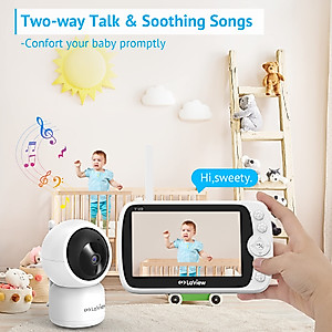 LaView 5" Color LCD Screen Baby Monitor with Mount,1080p HD Baby Monitor with Camera and Audio, Pan-Tilt Baby Camera Monitor,Infrared Night Vision,Two-Way Talk,Lullabies and Room Temperature