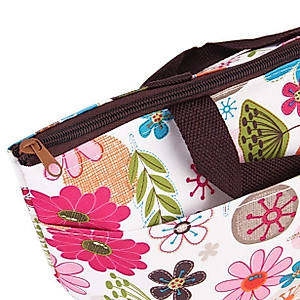 JASSINS Waterproof Picnic Insulated Fashion Lunch Cooler Tote Bag Travel Zipper Organizer Box,A70-Flower