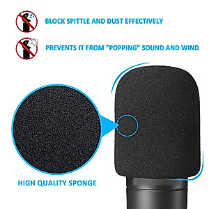 Audio-Technica AT2020 Mic Boom Arm with Foam Windscreen, Suspension Boom Scissor Arm Stand with Pop Filter Cover for Audio-Technica AT2020 Microphone by SUNMON