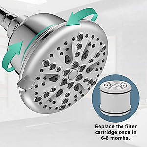 Cobbe High Pressure Shower Head with 7 Spray Modes and Filters - Removes Chlorine and Harmful Substances from Hard Water (Chrome)