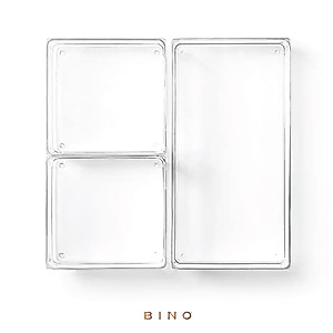BINO | 3-Piece Drawer Organizer Bin Set | THE MODULAR | Multi-Purpose Storage | Durable | BPA-Free | Desk Drawer Organizer | Vanity Organizer | Bathroom Drawer Organizers | Makeup Drawer Organizer