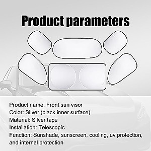 NGHEY 6 PCS Car Windshield Sun Shade, Universal Car Interior Heat Block Sun Cover Kit, 2 Front Rear Sun Visor, 4 Side Window Sunshade Foldable UV Protector Set for Cars SUVs (Silver)