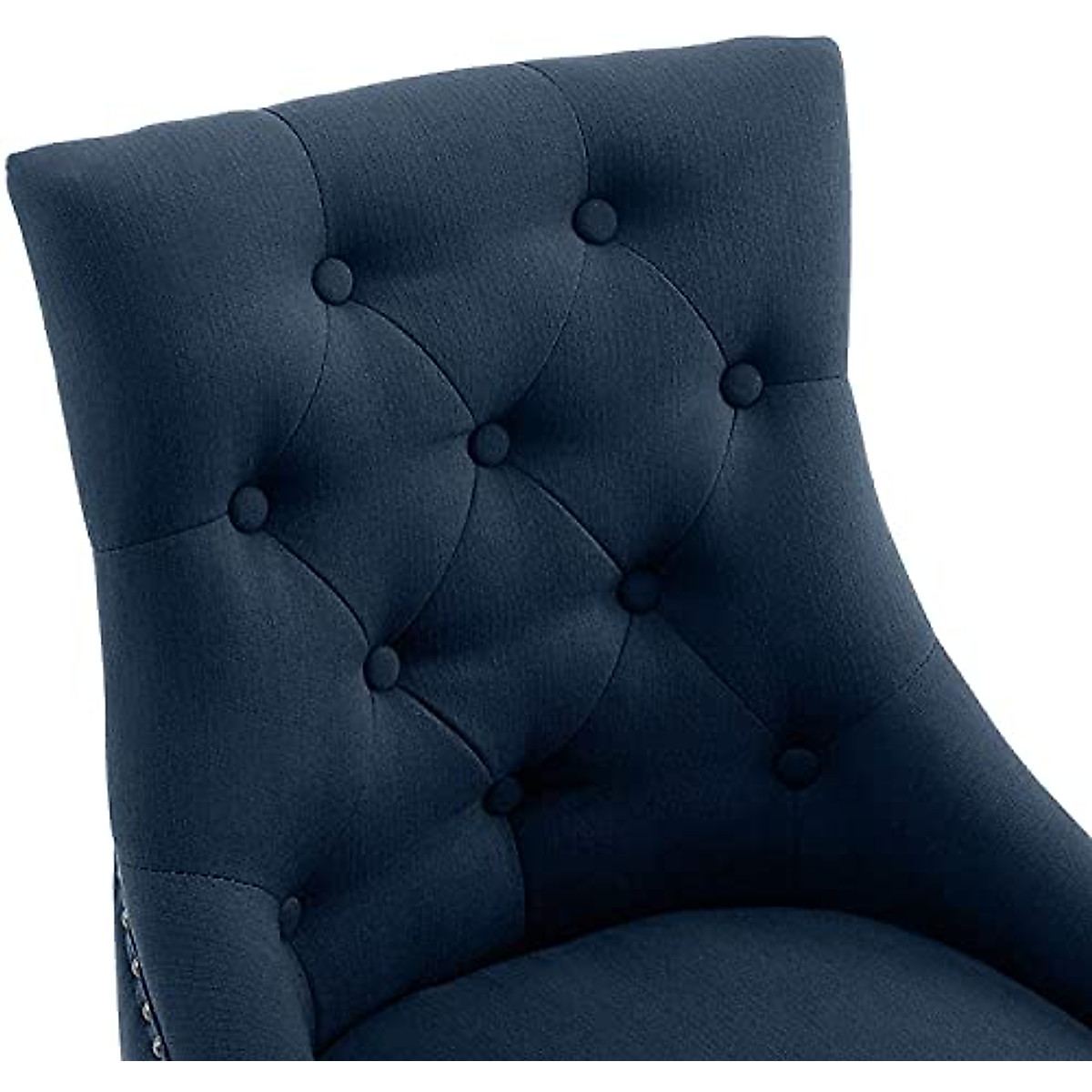 Alohappy Dining Chairs Linen Upholstered Side Chairs with Natural Oak Legs for Kitchen,Living Dining Room,Set of 2 Navy Blue