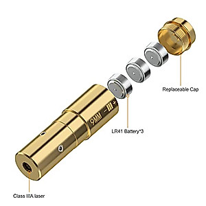 Feyachi Bore Sighting Laser 9MM Laser Sight Red Dot Zeroing Boresighter with 9 Batteries