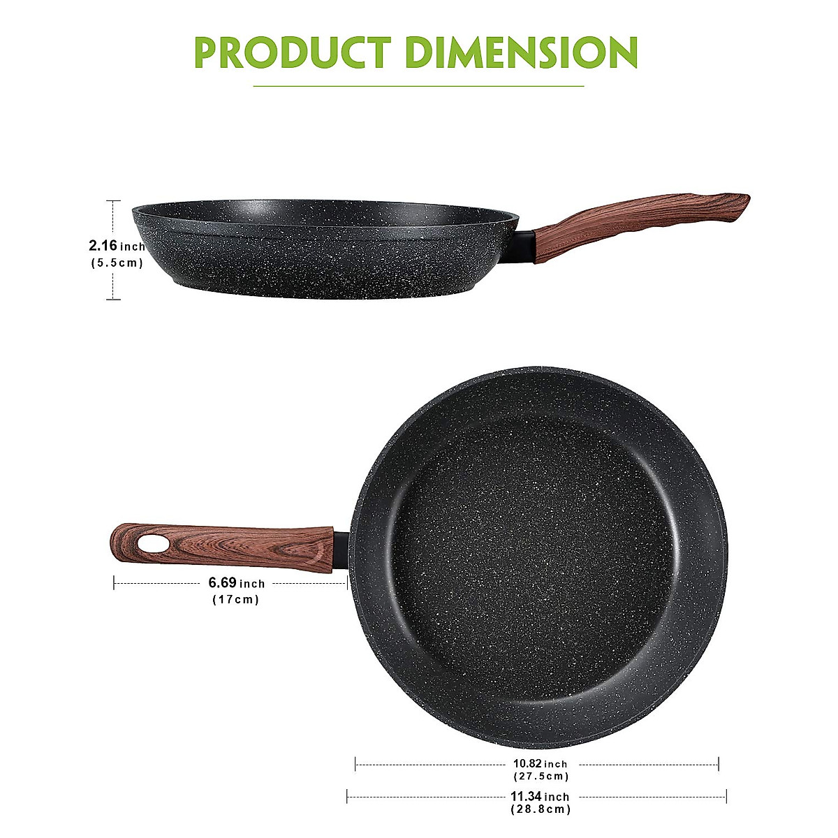 FAVIA 11in Non-stick Frying Pans Skillet Induction Compatible Dishwasher Safe PFOA Free