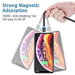 Terasako Magnetic Charging Cable 6-Pack [1ft/3ft/3ft/6ft/6ft/10ft], 3 in 1 Nylon Braided Magnetic Phone Charger, Compatible with Micro USB, Type C, iProduct and Most Devices