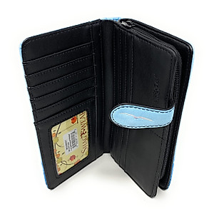 Shag Wear Whale Tail Large Beach Wallet for Women and Teen Girls Vegan Faux Leather 7" Blue