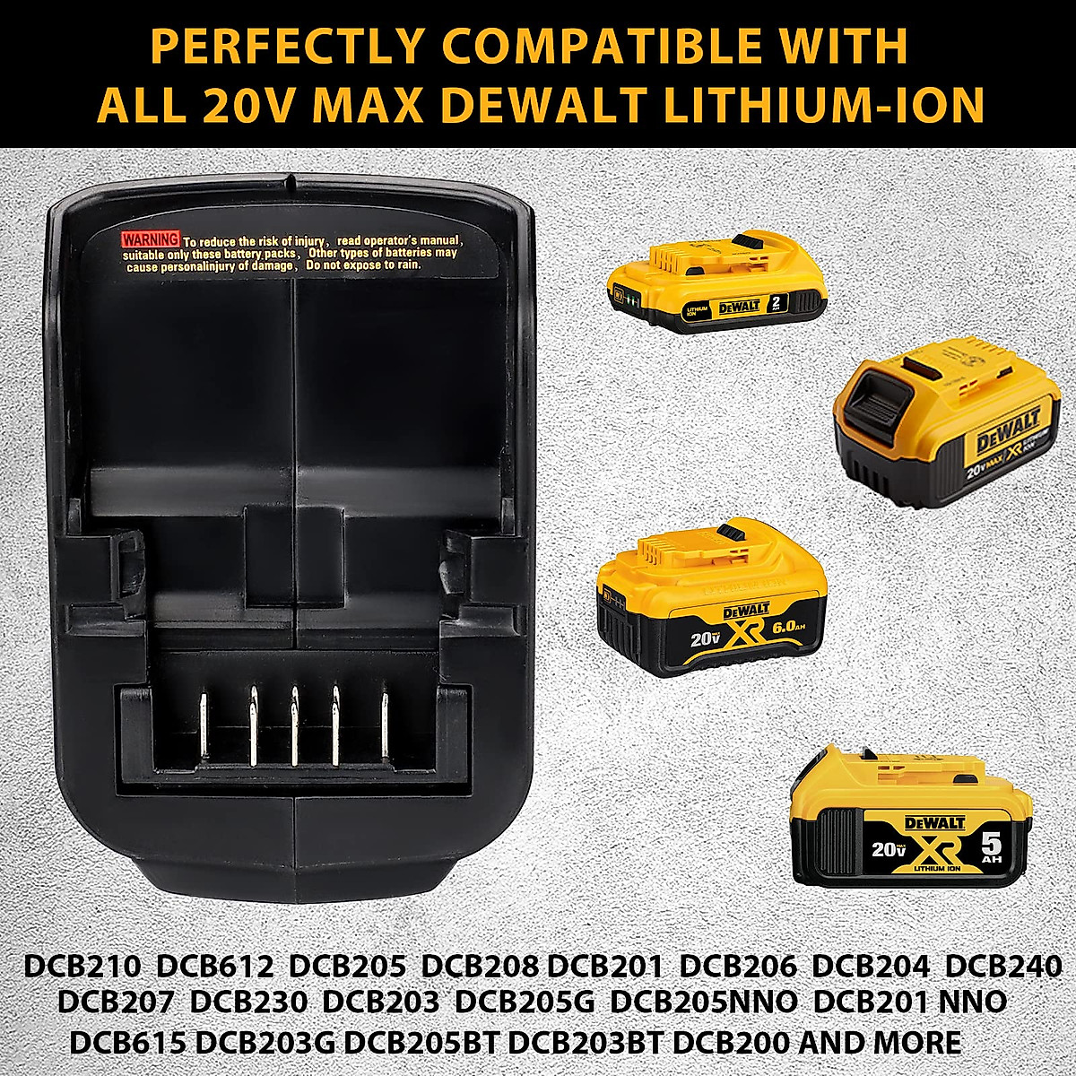 Battery Adapter for Dewalt 20v Battery USB Phone Charger, Led Work Light with Dual USB Charger and 12v DC Port,Power Source Supply for 14.4-20v Max Lithium-Ion Battery