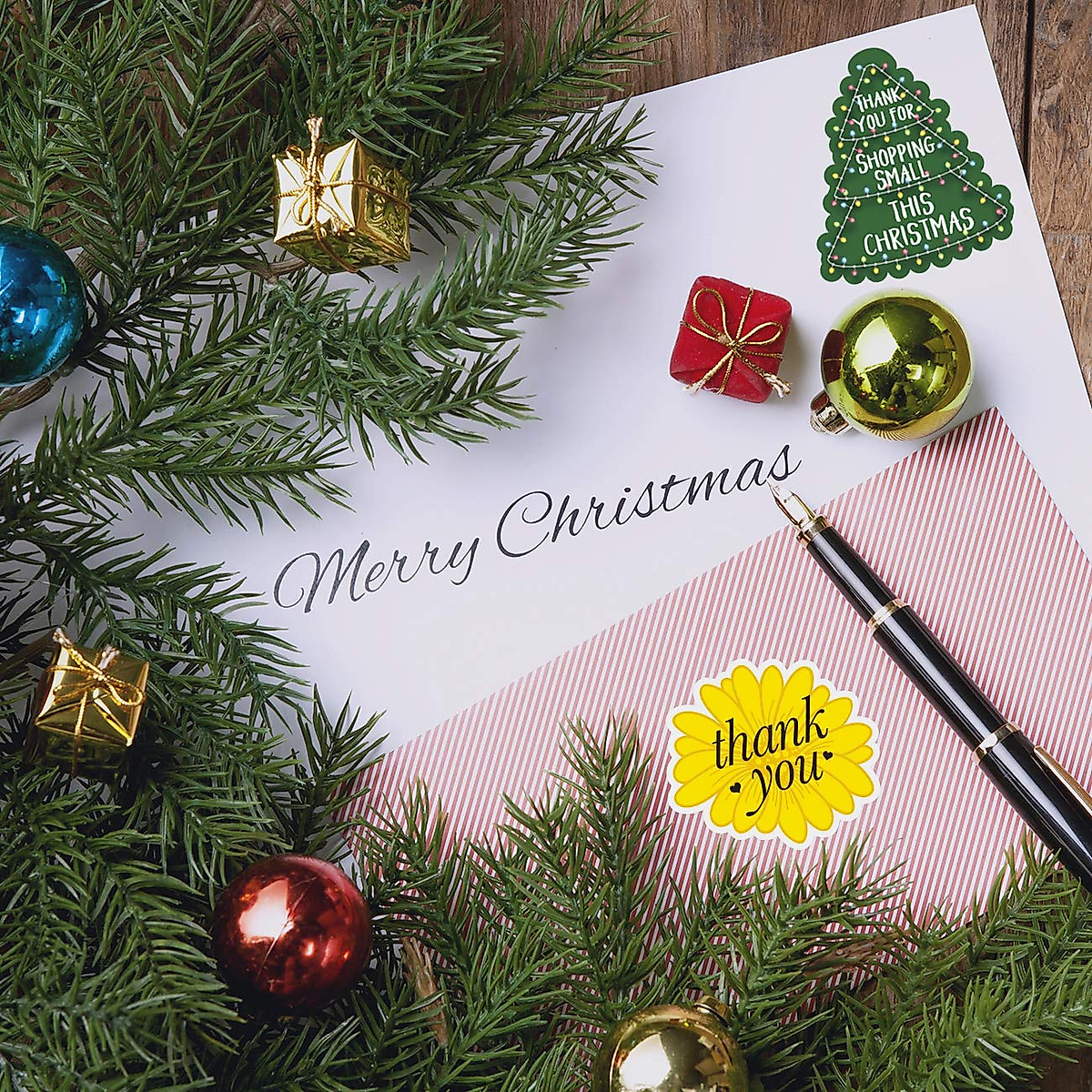 Muminglong Christmas Tree Thank You Sticker, Thank You Sticker, Small Shop Sticker, Small Business, Packaging Sticker, 500PCS