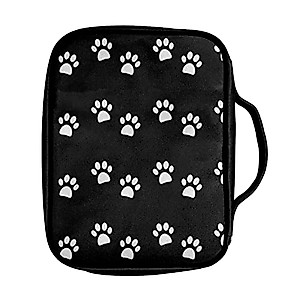 Coldinair Black White Dog Paws Print Bible Covers for Women Men Carrying Book Case Church Bag Bible Protective with Zippered Pocket and Durable Handle