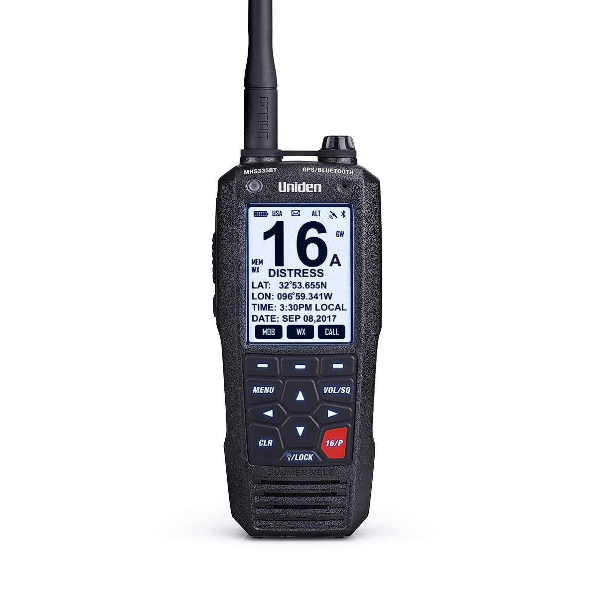 Uniden MHS335BT 6W Class D Floating Handheld VHF Marine Radio with Bluetooth, Text Message Directly To Other Vhf Text Message Capable Radios, IPX8 Submersible Design