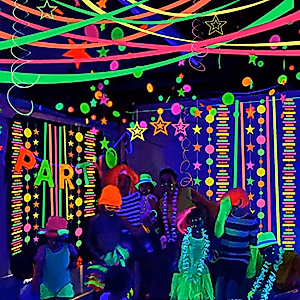 400feet Blacklight Party Streamer Decorations 4 Rolls Glow Crepe Paper UV Reactive Fluorescent Neon Paper Streamers Glow Party Supplies and Decorations for Wedding, Birthday, Neon Party, Fiesta Party