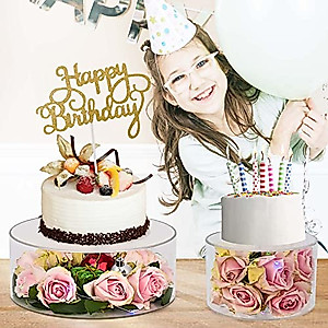 TIRYIUOU Acrylic Fillable Cake Stand 2Pcs Round Cake Riser Tier Clear Decorative Centerpiece Cake Display Boxes for Wedding Party Birthday (One 10" Dx 4" H, One 6" Dx 4" H )