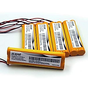 elxjar (5-Pack) 4.8V 600mAh Ni-CD Battery Pack Replacement for Unitech Dual-Lite 0120859, All Fit E1021R LITHONIA D-AA650Bx4, EJW-NI-CAD BYD D-AA650B-4 Exit Sign Emergency Light