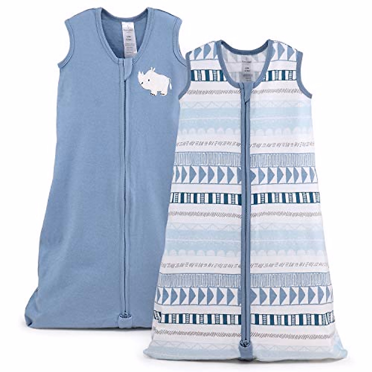 The Peanutshell Wearable Blanket Sleep Sack for Baby Boys or Girls, Blue Rhino & Tribal Stripe, Sizes up to 12 Months (Medium/Large)