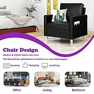 TYBOATLE Modern Faux Leather Living Room Furniture Sectional Sofa Sets 2 Pieces, Loveseat Couch w/ 2 USB Charging Ports and Comfy Accent Arm Chair for Small Space, Apartment, Office, Studio (Black)