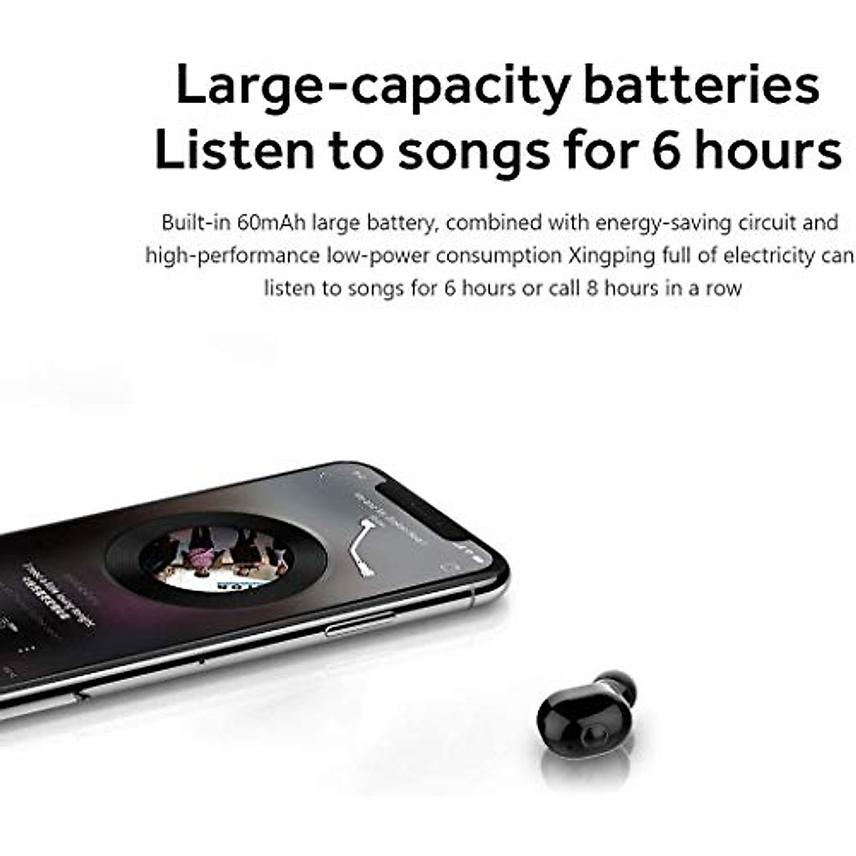 Mini Invisible Bluetooth Headphone Handsfree in Ear Headset Earbud Earphone with Microphone Noise Cancelling Wireless Earbud for iPhone, Samsung, HTC, Sony and Much More Android Phones (1 x Black)