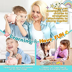 Quiet Flower Learning Pretend Play Coin, Copy Pretend Coins Toys for Kids, Prop Fake Coins and Banking Play Toys Set(200pcs)