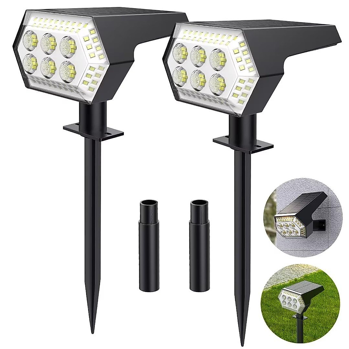 oditton Solar Wall Light, Solar Light, Solar Spotlight, Solar Garden Light, IP65 Waterproof, Self-Charging, 4 Bright Modes, Outdoor for Ardens, Courtyards, Fences, Path, Patio