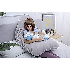 MOON PINE Pregnancy Pillow, U Shaped Full Body Pillow for Maternity Support, Sleeping Pillow with Velour Cover for Pregnant Women (Gray)