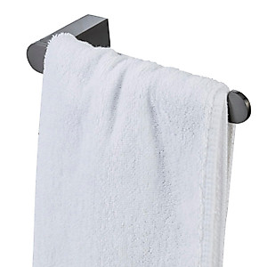 MyGift 6 Inch Gunmetal Hand Towel Holder Rack, Wall Mounted Premium Hotel Series Dark Gray Metal Hook for Hanging Hand Drying Towels, Bathroom Hand Towel Ring