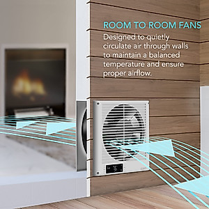 AC Infinity Room to Room Fan 8”, Two-Way Airflow Through-the-Wall Fan with Temperature Controller, Precise 10-Speed Quiet In-Wall Vent Fan for Kitchen, Laundry Room, and Workshops