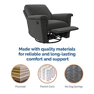 Baby Relax Terrin 3-in-1 Gliding Swivel Recliner Chair, Charcoal