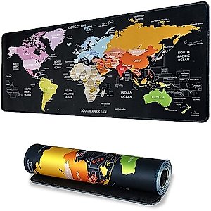 XGB World Map Extended Large Gaming Mouse Pad, 31.5x11.8 Inch Big XL Mousepad with Seamed Edges, Keyboard Pad, HD Printing, Non-Slip Rubber Base, Waterproof, Desk Mat Pad for Home, Office, Gaming