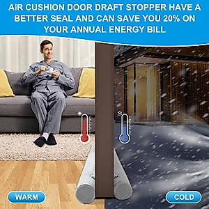 PearlLives Air Cushion Door Draft Stopper, Express Door Sweep for Wind, Dust, Smoke, Noise Protection and Energy Saving (Gray, 36 inches)