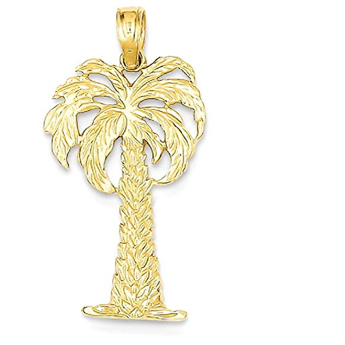 IceCarats 14K Yellow Gold Palm Tree Necklace Summer Beach Pendant Tropical Charm 28mm x 13.5mm Only