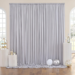 10ftx10ft Silver Wrinkle-Free Backdrop Drapes, Not See-Through Silver Polyester Background Curtains Backdrop Decorations for Party
