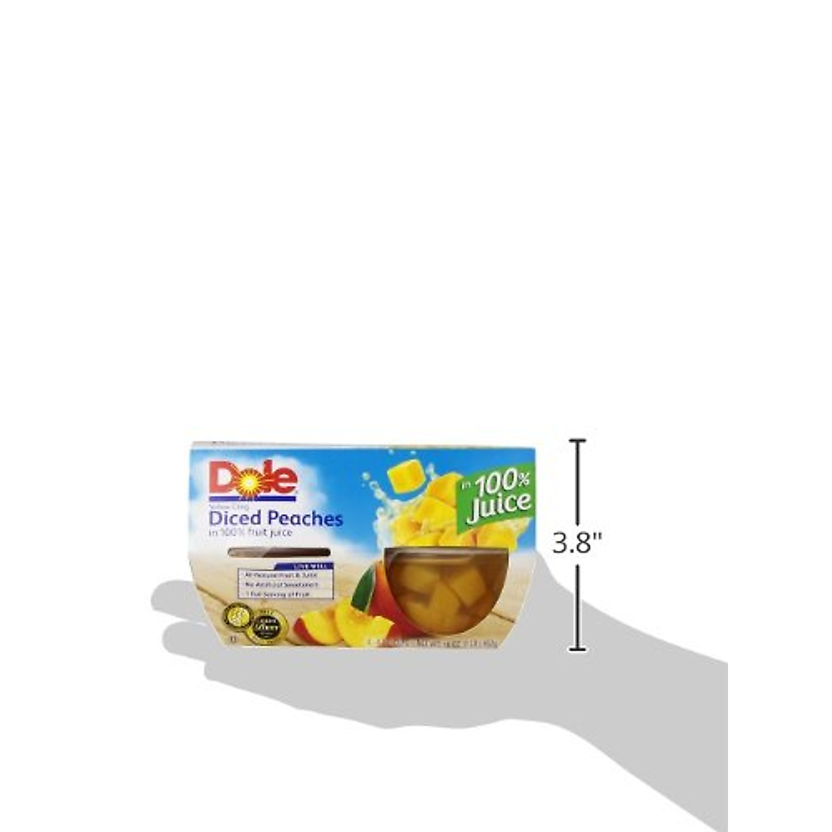 Dole Fruit Bowls Diced Peaches in 100% Juice, Gluten Free Healthy Snack, 4 Ounce 4 Cups (Pack of 4)
