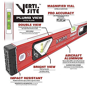 Goldblatt 3-Piece Torpedo Level Set - 9", 24", 48" Spirit Level Included, Aluminum Alloy Construction