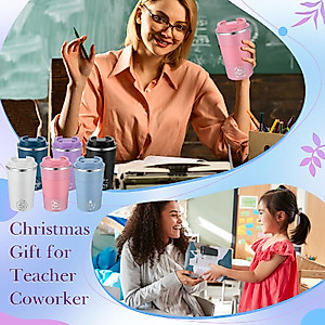 Pickmesh 6 Pcs Teacher Gift Cup Bulk Teacher Appreciation Tumbler Insulated Coffee Mug 12oz with Lids for Preschool Daycare High School Coworker Nurse Birthday Graduation Gift