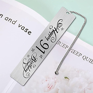 Jzxwan Happy 91st Birthday Gifts for Women Men, 91 Year Old Birthday Bookmark, Female 91 Yr Old Bday Card Gift Ideas, 1933 Birthday Book Mark for Woman Man, 91st Birthday Decorations, 91 st Bd Present