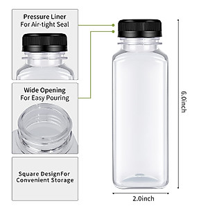 Jaojaopn 10 oz plastic bottles with caps, juice containers with lids for fridge reusable, juice bottles for juicing smoothie milk ginger shots. 8 Pcs