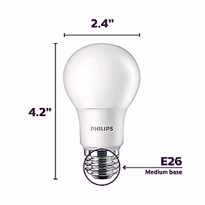 Philips 462168 LED Bulb 8 Pack 60 Watt Equivalent, Daylight (5000K) A19 Non Dimmable, Medium Screw Base