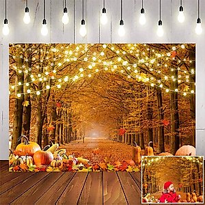 Avezano Fall Backdrop for Photography Autumn Maple Forest Leaves Thanksgiving Photo Background Give Thanks Party Decorations Farm Harvest Event Banner(7x5ft)