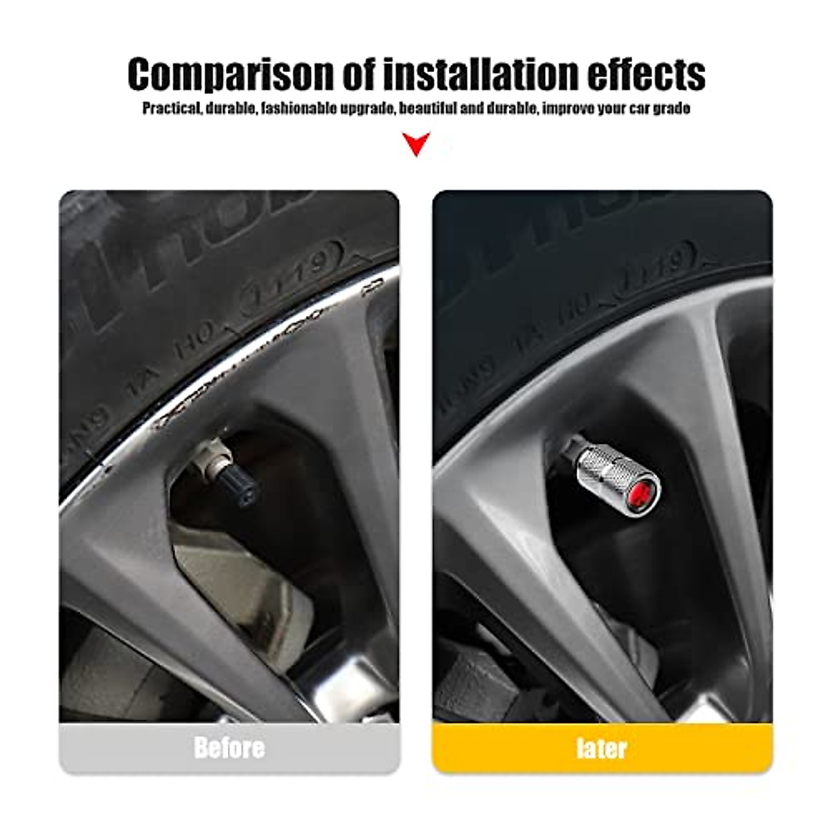 Ajxn Pack-4 Car Tire Valve Stem Caps, Skull Seal Tire Valve Caps for Most Cars, SUVs, Trucks and Bikes (Silver)