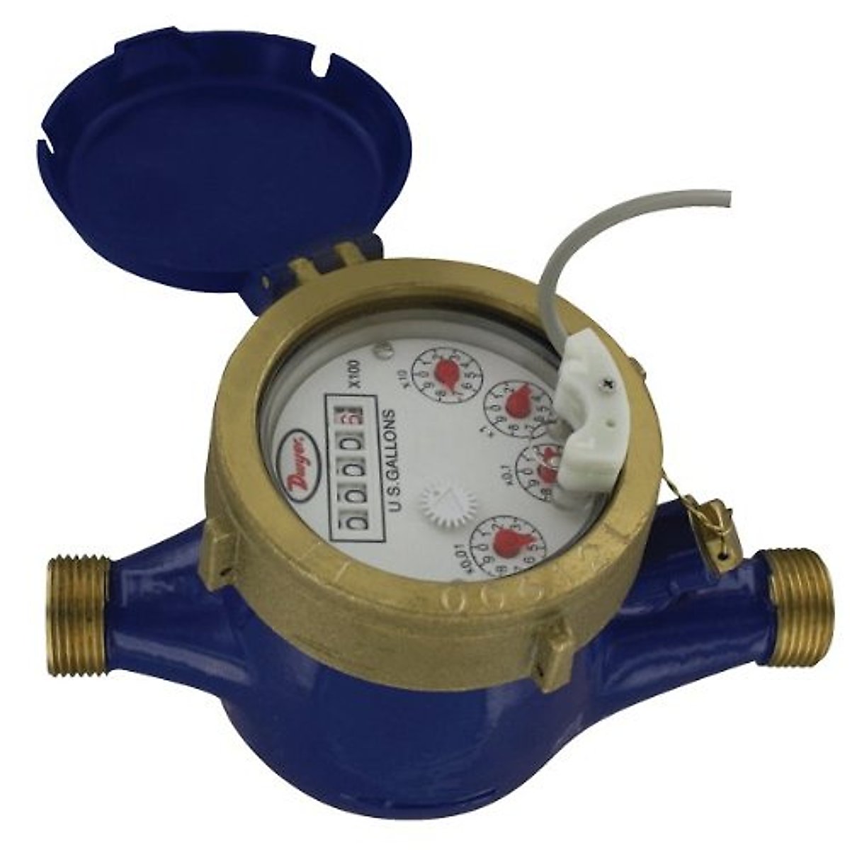 Dwyer® Multi-Jet Water Meter w/Pulsed Output, WMT2-A-C-02-1, 3/4" NPT, 20 GPM, Brass Body