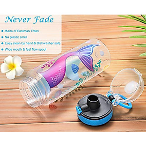 Cute Water Bottle for School Kids Girls, BPA FREE Tritan & Leak Proof & Easy Clean & Carry Handle, 23oz/ 680ml - Mermaid