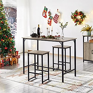 Yaheetech 3 Piece Bar Table Set, 47.5” Industrial Dining Table Set, Counter Height Table with Bar Stools Set of 2, Kitchen Breakfast Table and Chairs for Dining Room, Living Room, Apartment