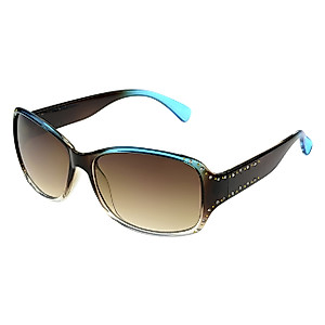 Panama Jack Women's Studded Square Sunglasses, Turquoise/Blue Crystal, 59