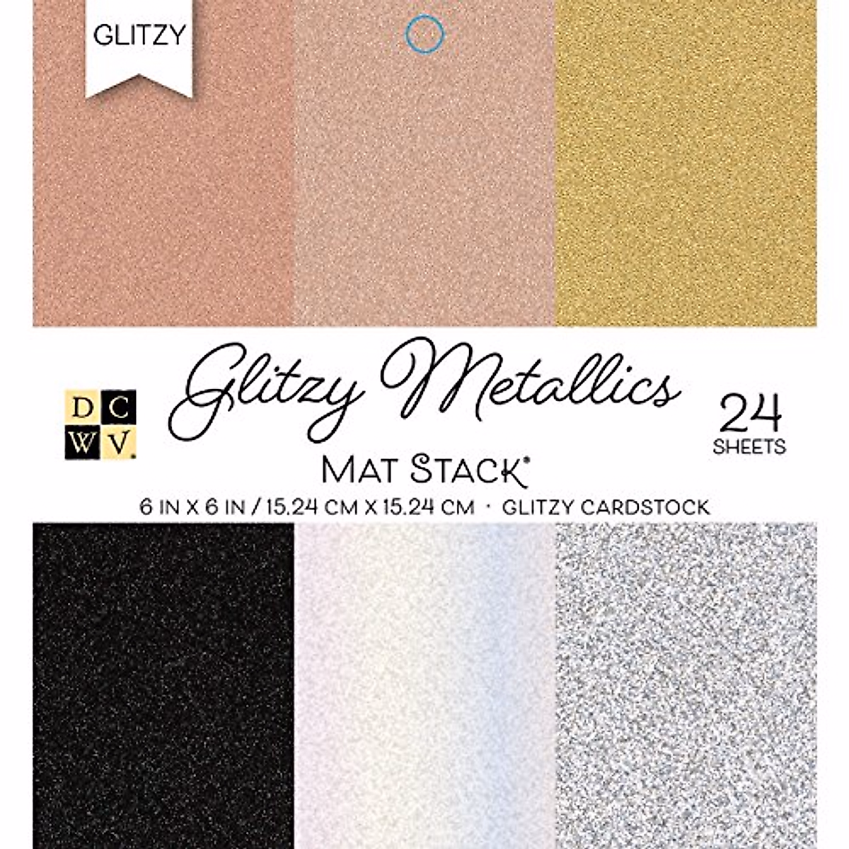 DCWV Card Stock 6" X6 Glitzy Cardstock Stack: Metallics, 6"x6"