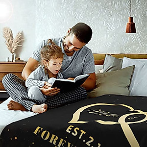 WISH TREE Custom Anniversary Blanket Gifts with Name & Date, Personalized Gifts for 1st 5th 10th 15th Anniversary, Custom Blanket for Couple, Wedding for Wife Husband Couple Flannel