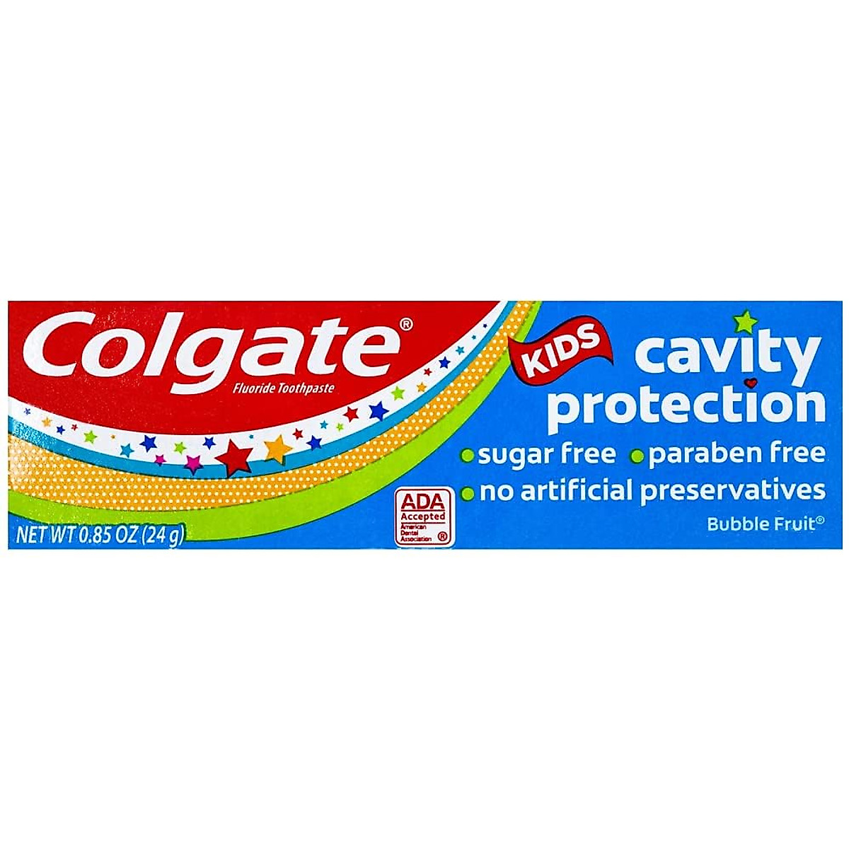 Colgate Kids Cavity Protection Fluoride Toothpaste, Bubble Fruit Flavor, Travel Size 0.85 oz (24g) - Pack of 6
