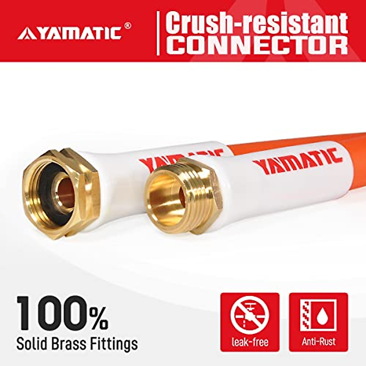 YAMATIC Heavy Duty Garden Hose 5/8 in x 50 ft, Ultra Flexible Water Hose, Drinking Water Safe, All-weather, Lightweight, Burst 600 PSI