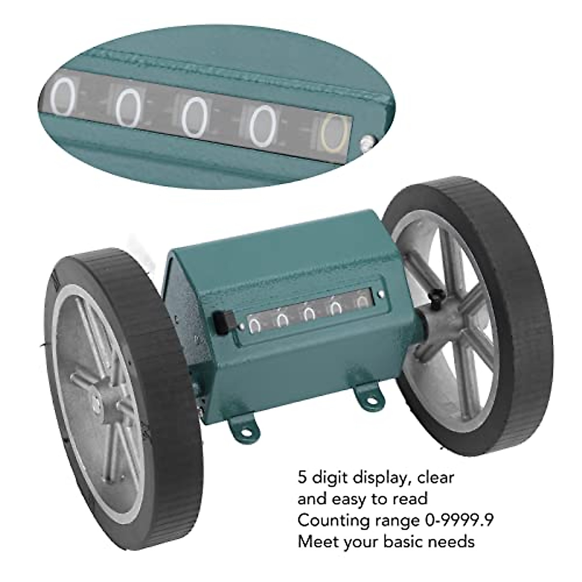 Uxsiya Meter Counter, Simple Mechanism Green Length Counter Reset Key Stainless Steel Rubber Alloy for Plastic Film for Leather